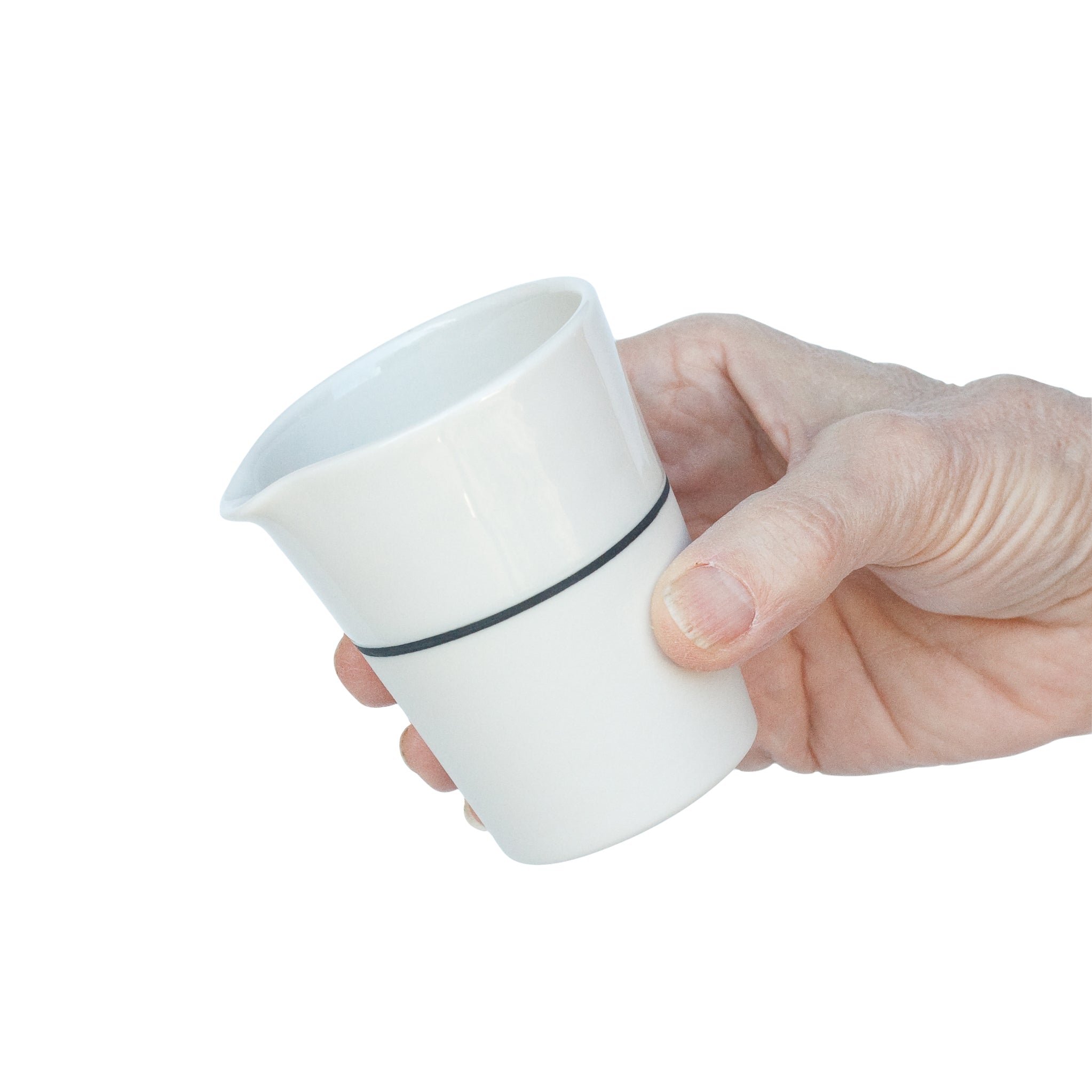White porcelain handleless small jug l Ambit Black Line Collection– Sue ...